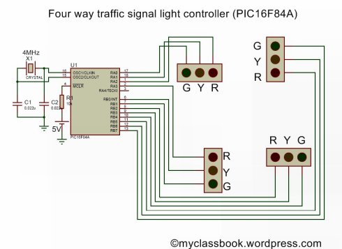 Circuit Diagram Traffic Light Controller Using 8051 Microcontroller - Circuit Diagram