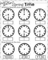 1St Grade Clock Worksheets Telling Time To The Hour Worksheets For 