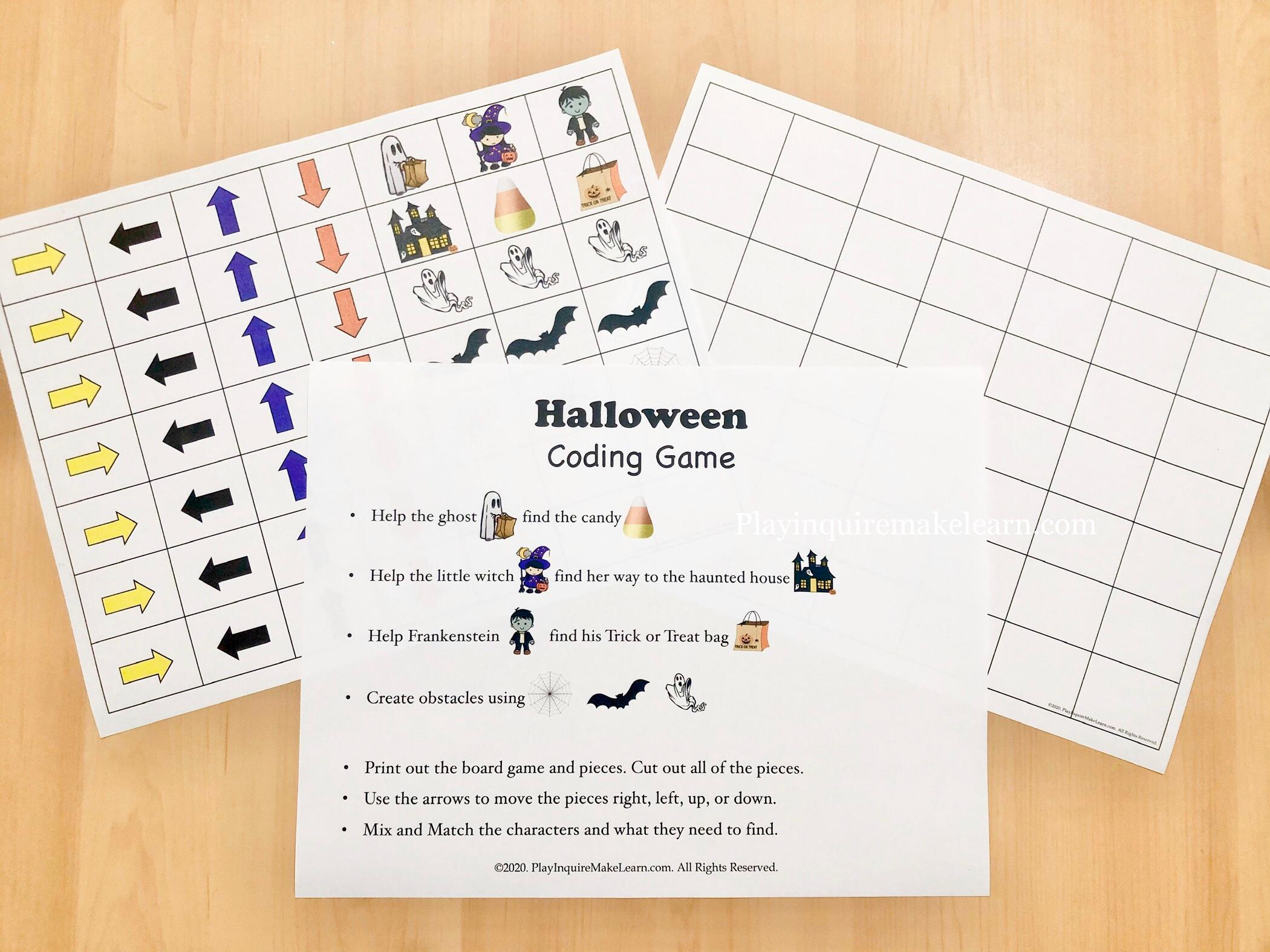 FREE Halloween Screen-Free Coding Game Activity For Kids - Play ...
