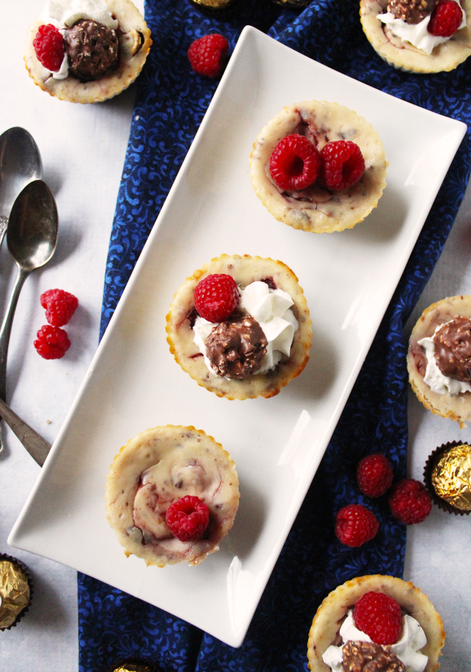 Mini Raspberry Ferrero Rocher Cheesecakes