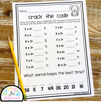 Crack the Code Math Multiplication No Prep Animal Edition - Primary ...