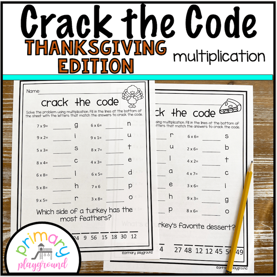 Crack the Code Math Thanksgiving Edition Multiplication - Primary ...