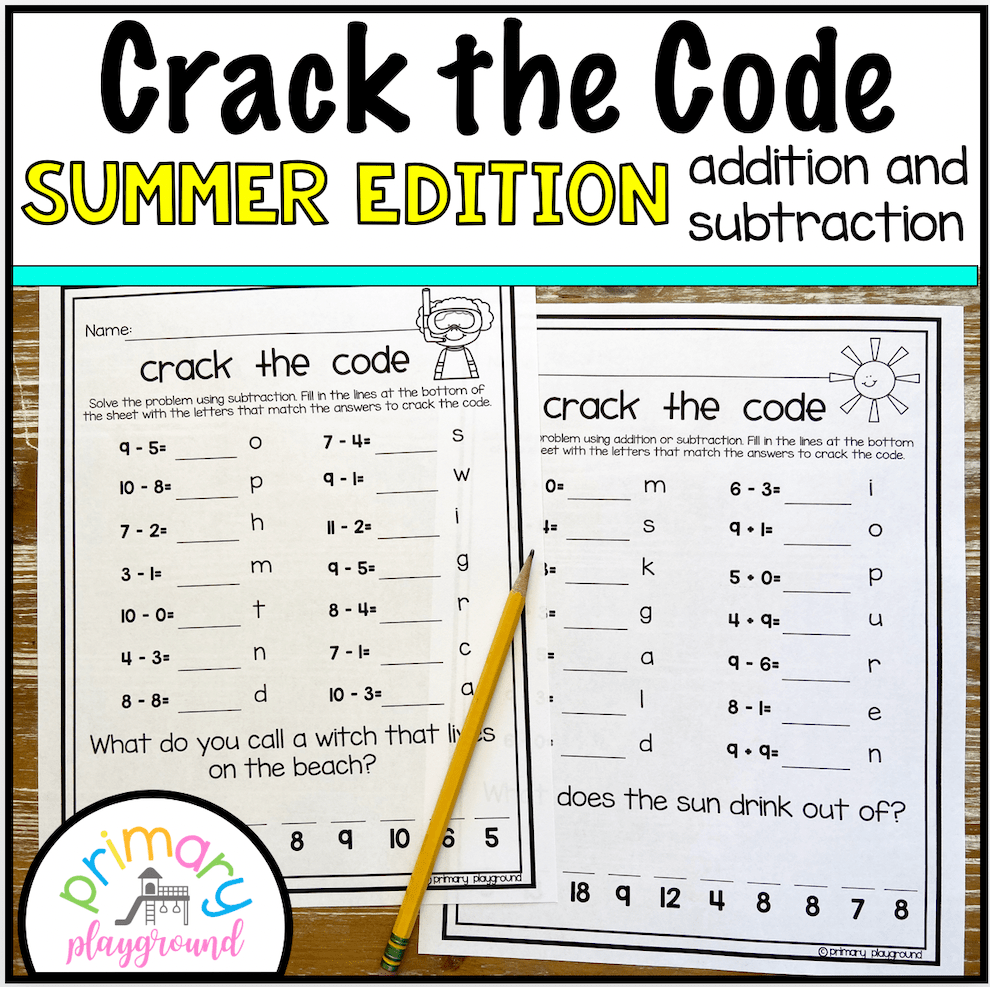 Crack the Code Math Summer Edition No Prep Addition and Subtraction ...