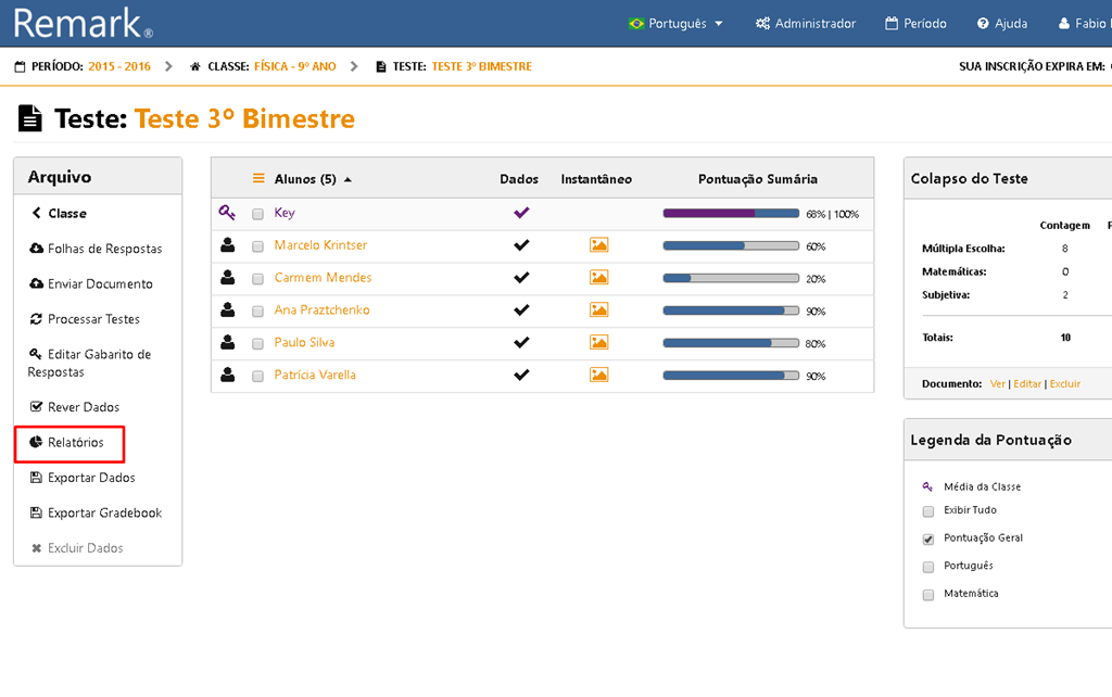Como tirar relatórios estatísticos no software de correção automática ...
