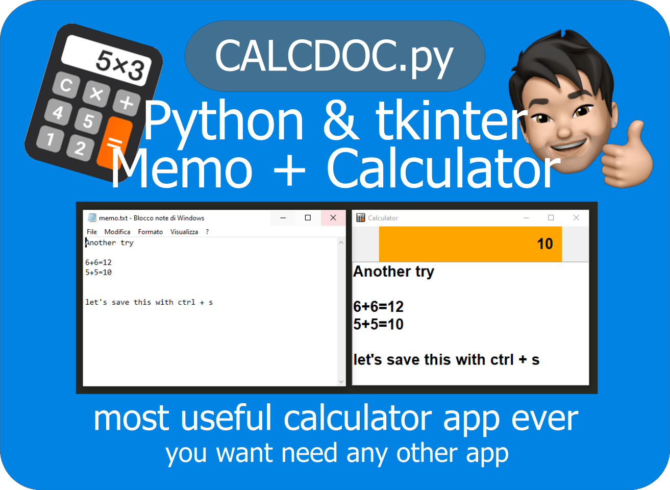 Calcdoc.py: a tkinter app to memorize operations | python programming