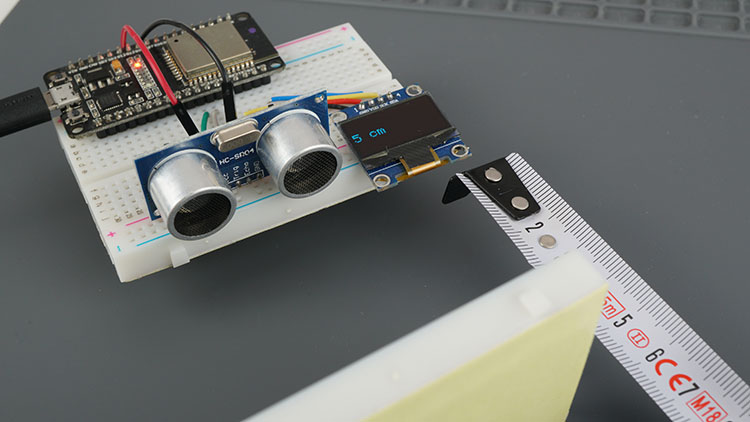 Esp32 Board Hc Sr04 Ultrasonic Sensor Module Arduino Oled Demonstration