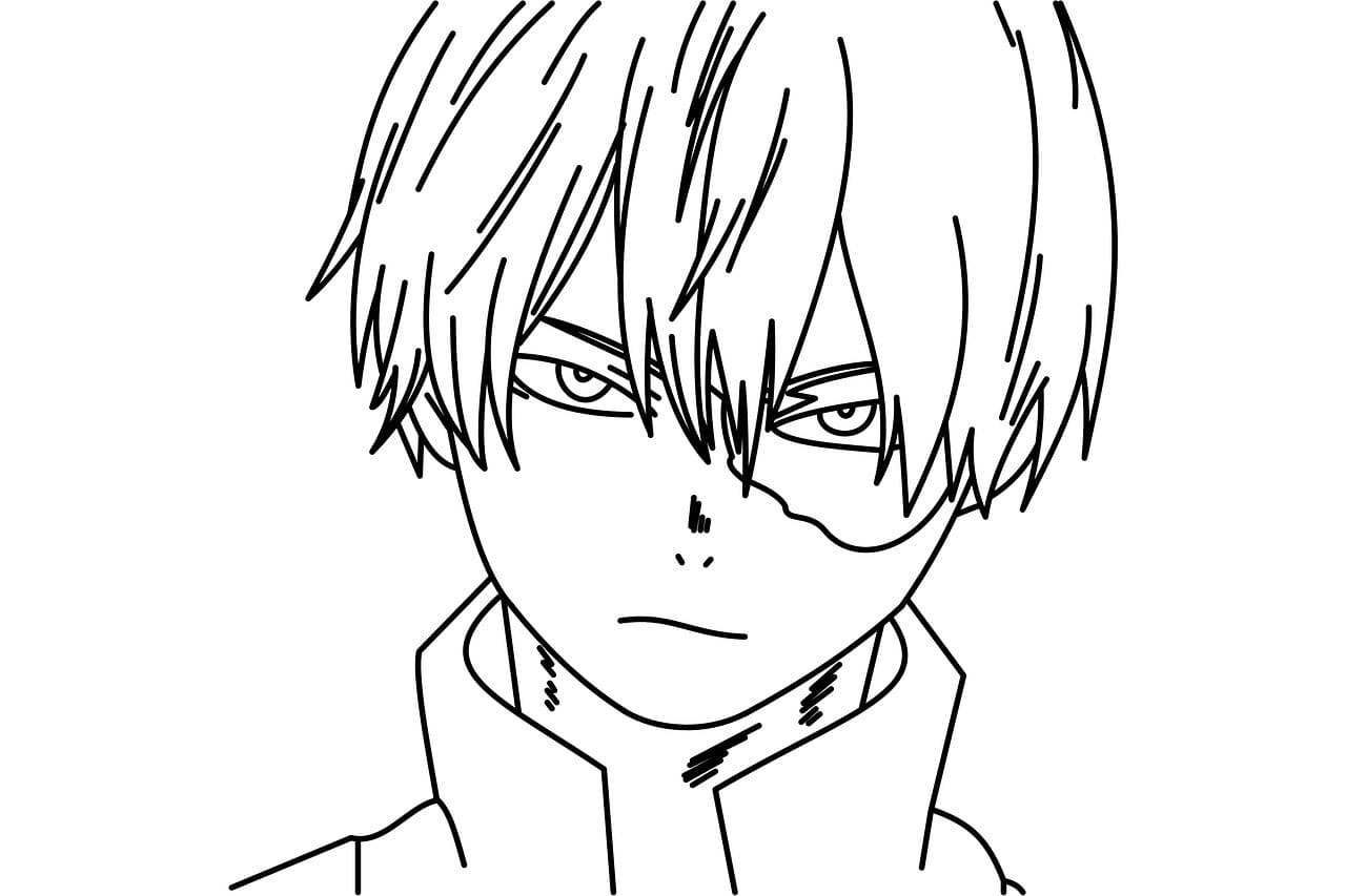 Todoroki Coloring Academia Hero Pages Boku Lineart Bnha Printable Anime ...