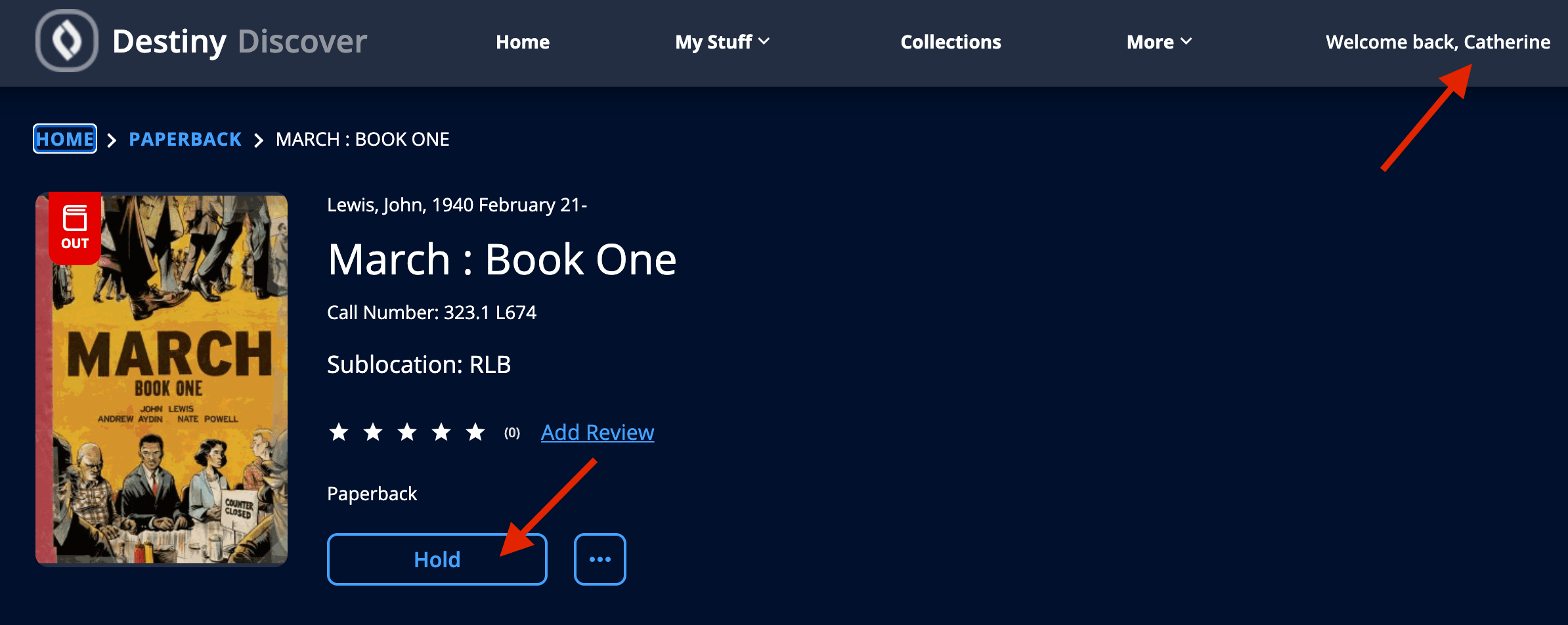 How to put book ON HOLD in Destiny Discover – Reed-Gumenick Library