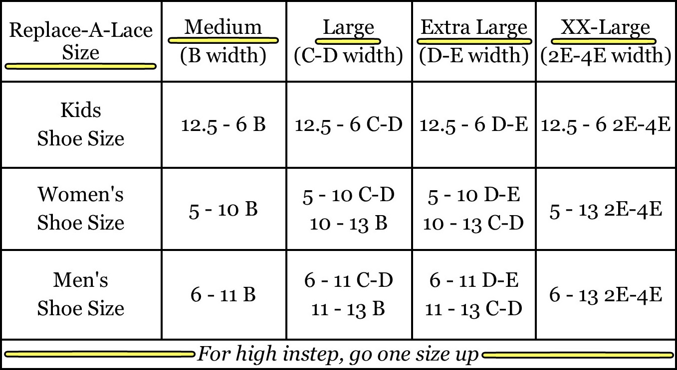 Size Guide - Replace-A-Lace