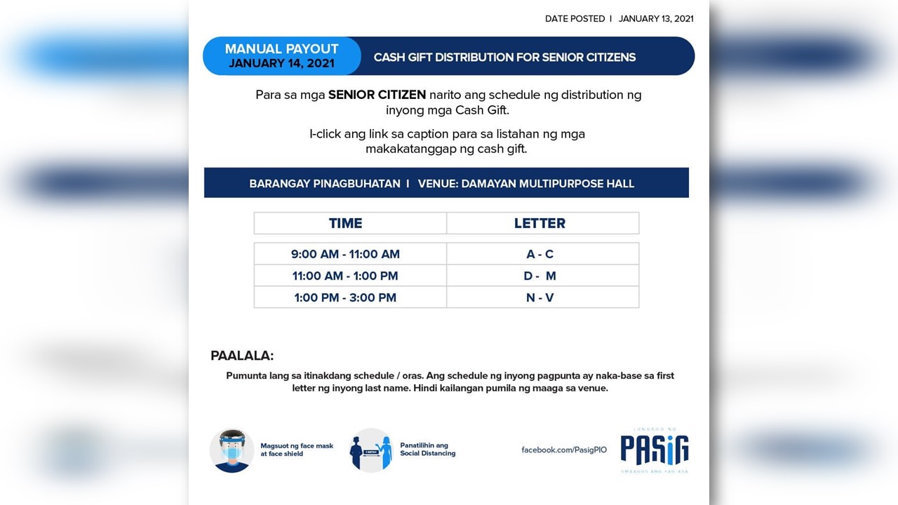 Lead: Mga senior citizen sa Barangay Pinagbuhatan, Pasig dumagsa sa ...