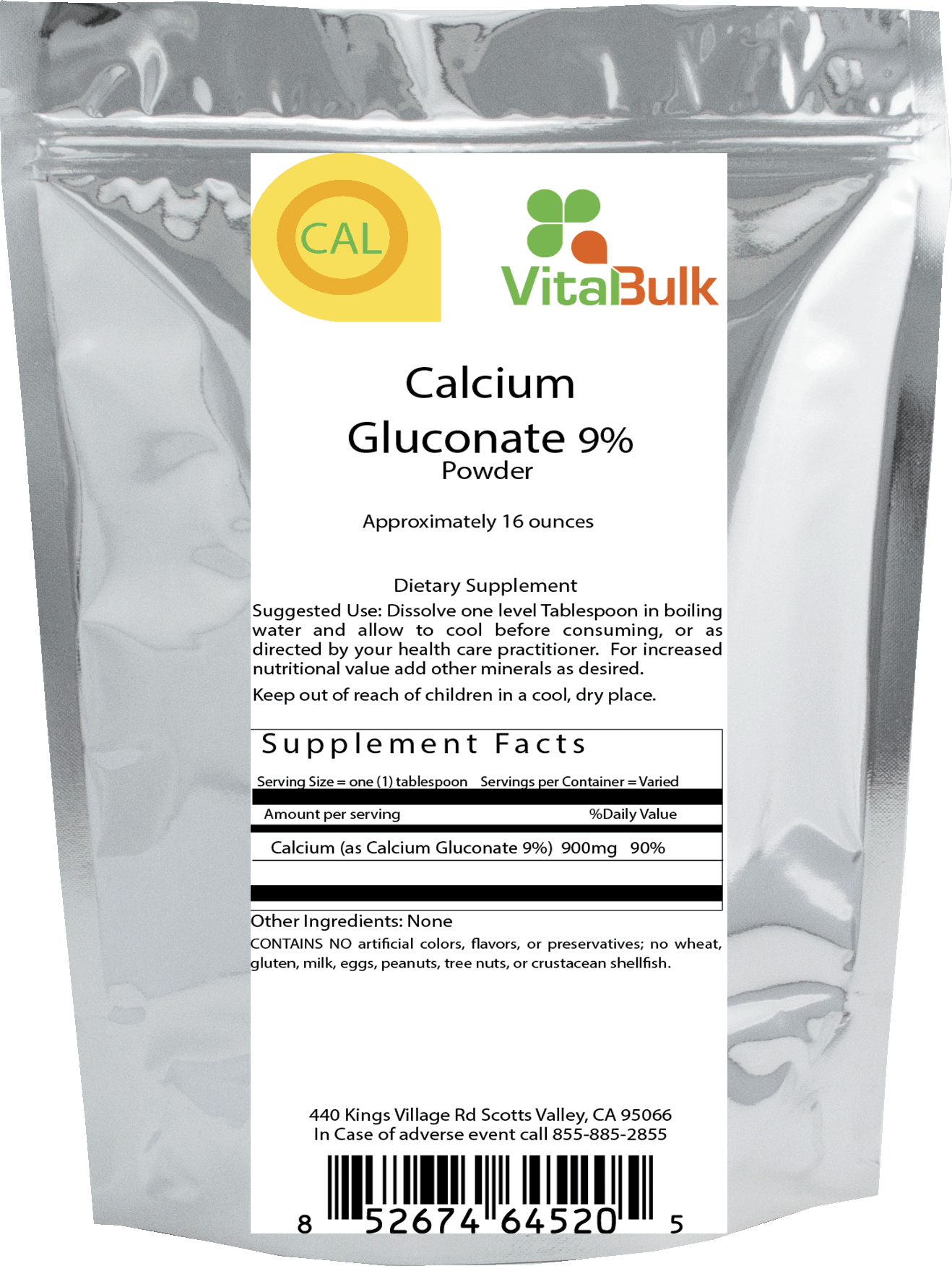 Calcio Gluconate 9% en Polvo 450 mg - Saludmex