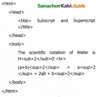 Samacheer Kalvi 11th Computer Applications Guide Chapter 11 HTML – Formatting Text, Creating ...