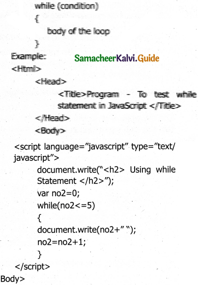 Samacheer Kalvi 11th Computer Applications Guide Chapter 15 Control ...