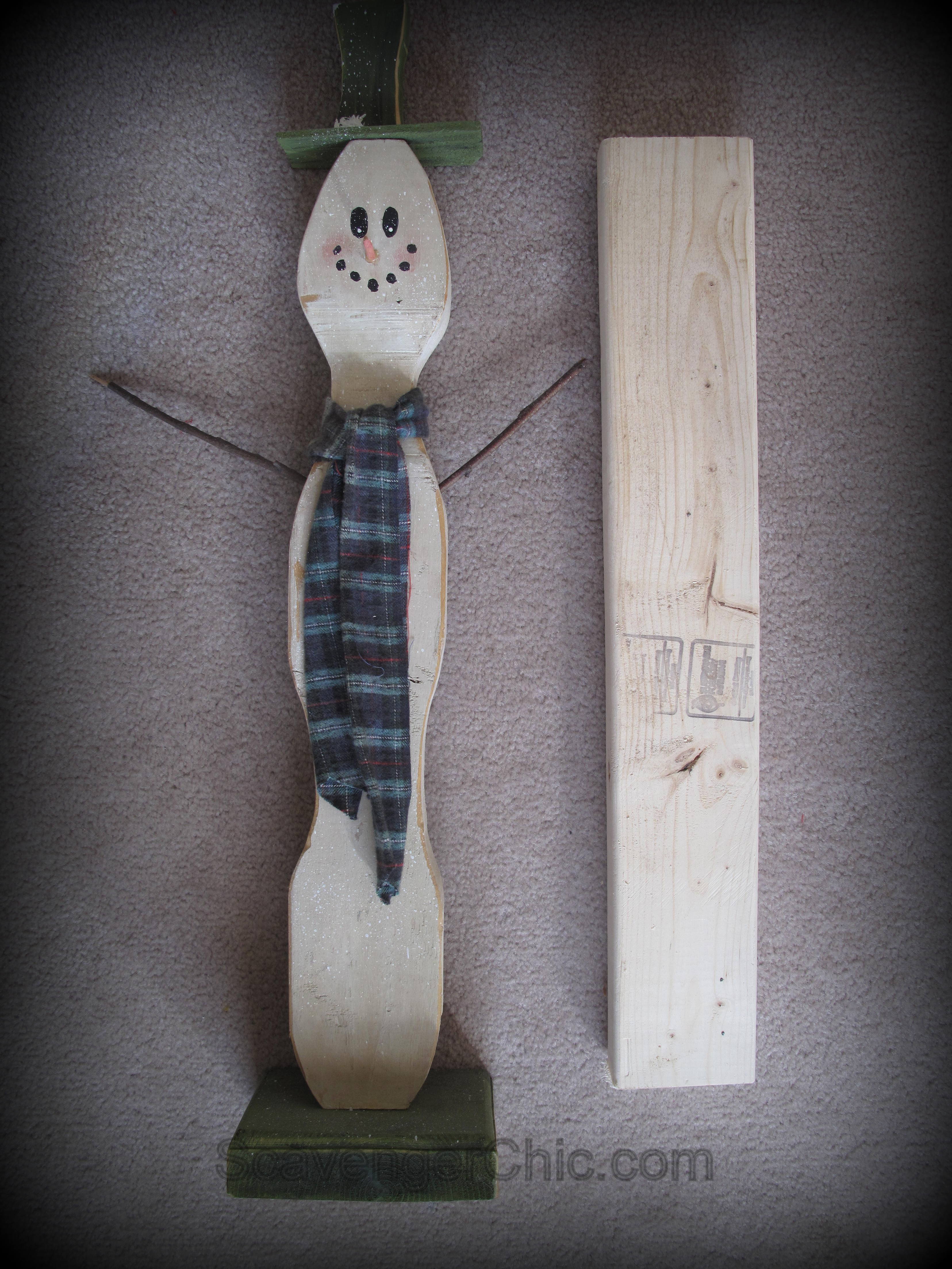 2 x 4 Snowman diy - Scavenger Chic