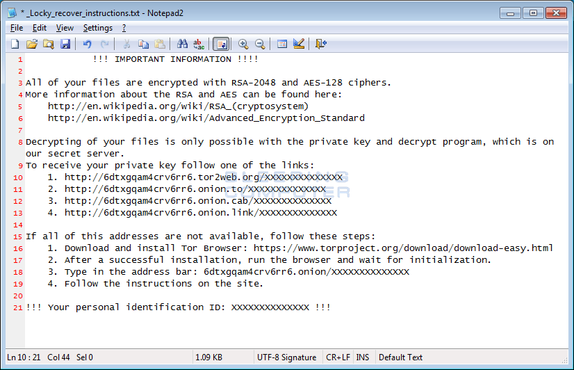 Locky Ransomware uses AES to encrypt Local Files and Unmapped Network ...