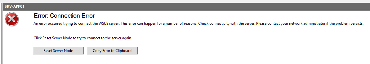 WSUS Error: Connection Error dopo l’installazione dell’aggiornamento ...