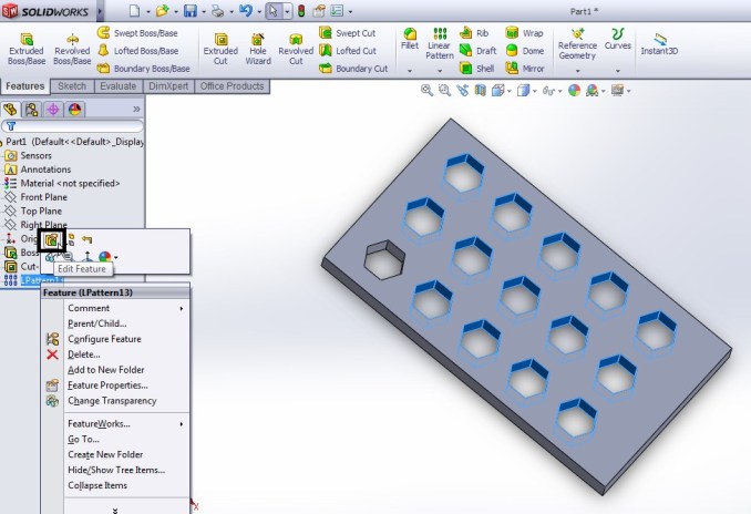How to Use SolidWorks Linear Pattern Features Tool Tutorials