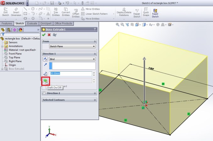 How To Use Solidworks Extrude Boss Feature Tutorial For Beginners