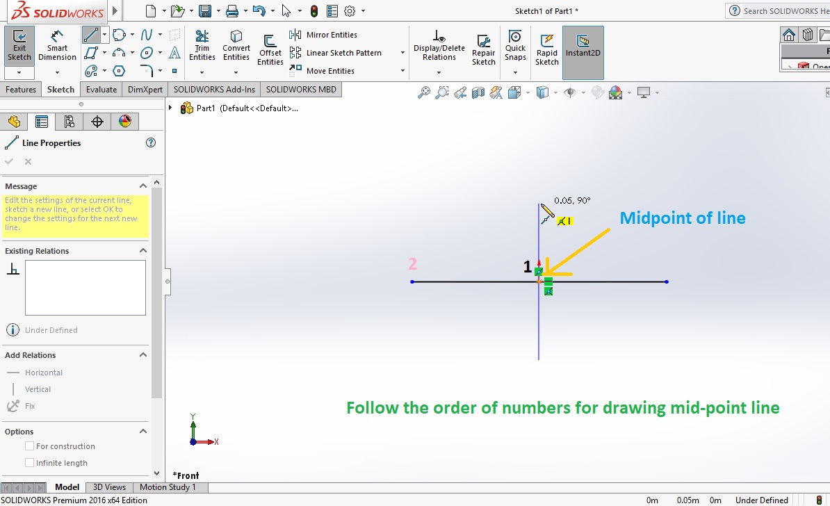 How To Use Solidworks Line Sketching Tool Cad Tutorial
