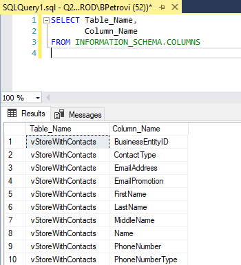 How To Display List Of Columns In Table Sql Server | Brokeasshome.com