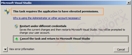 Visual Studio This Task Requires The Application To Have Elevated Permissions