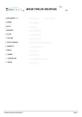 12 Disciples Worksheet : The 12 Disciples Of Jesus Bible Fun For Kids ...