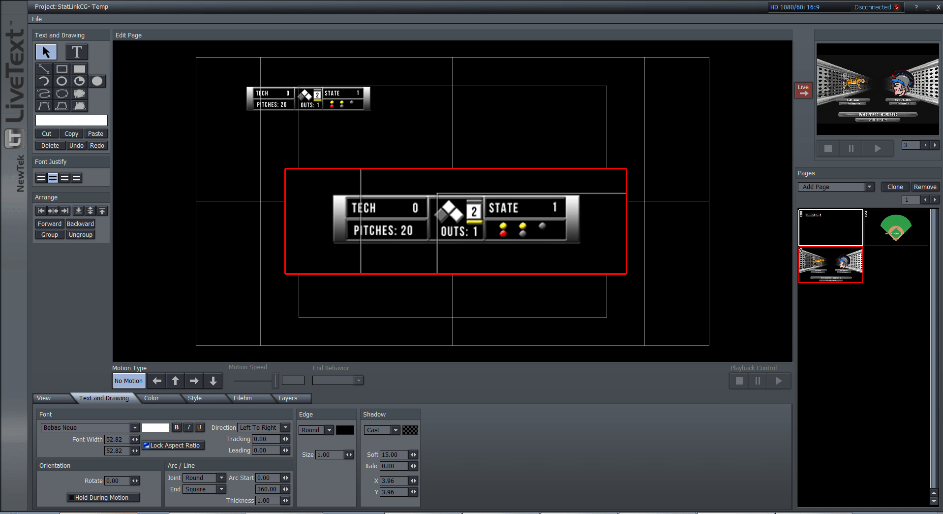Baseball Scorebug in LiveText | SuiteCG