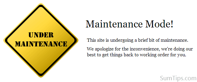 Custom Maintenance Page Template For Wordpress | SumTips