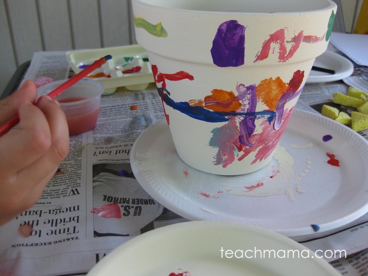 painting flower pots-simple and special gifts - teach mama
