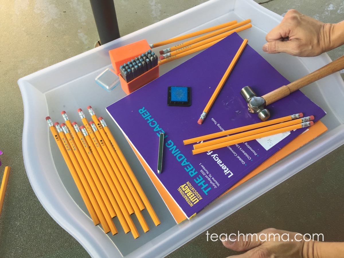 easy homemade stamped pencils: plain pencils go from boring to BAM!