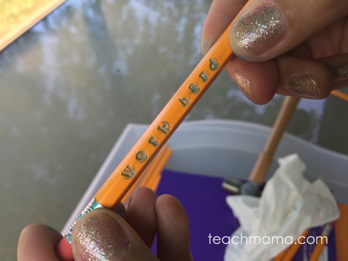 easy homemade stamped pencils: plain pencils go from boring to BAM!