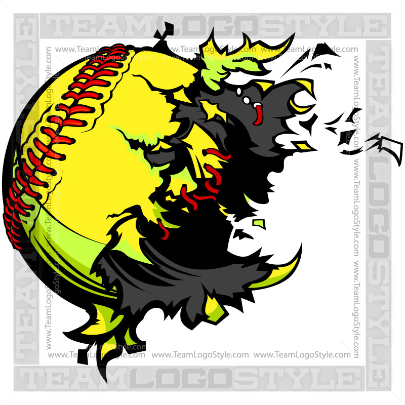 Softball Exploding Clipart - Vector Clipart Ball