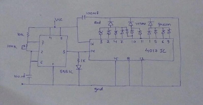 Traffic Light Circuit Diagram Using 555 Timer