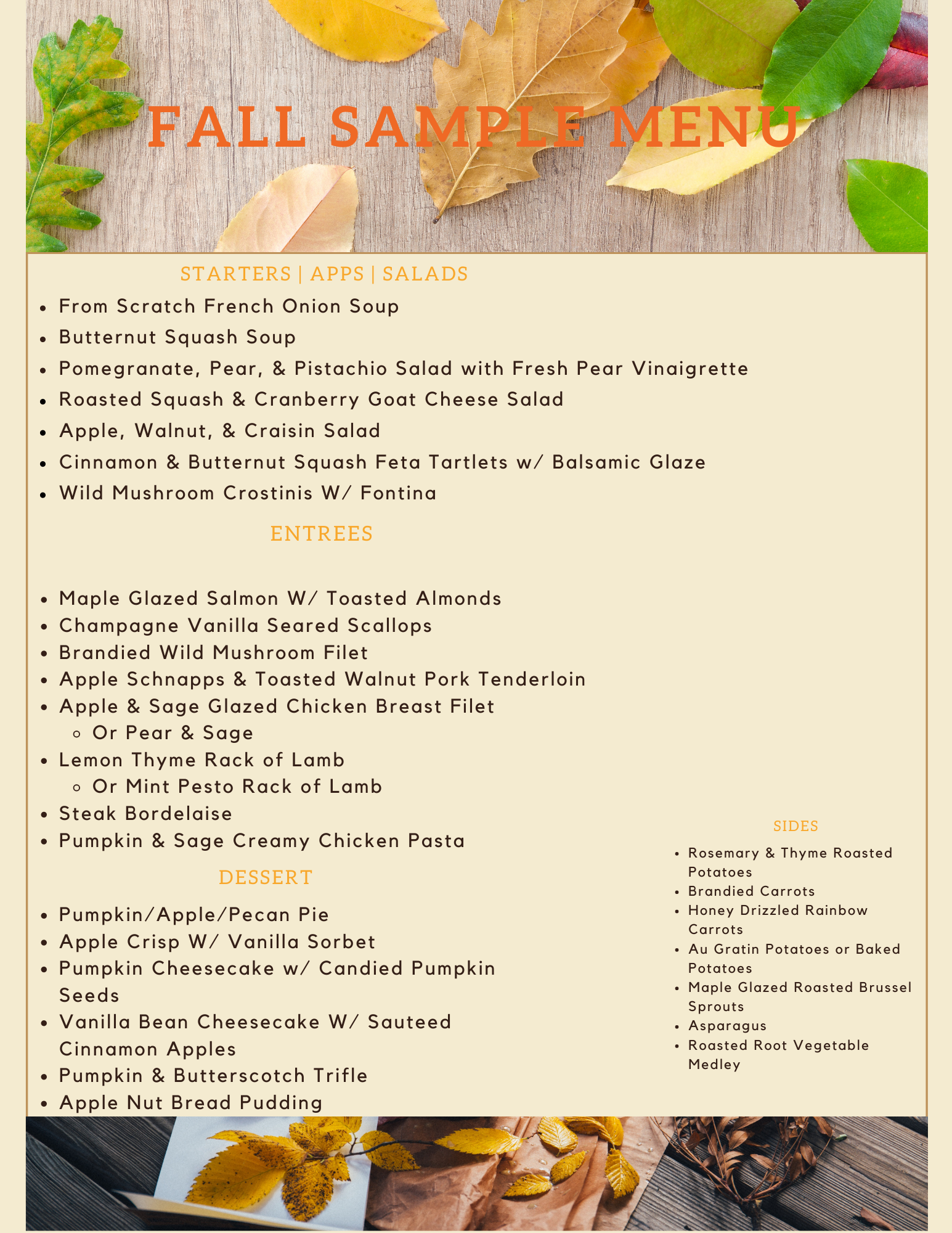 Menu Options | Top Water Cooking