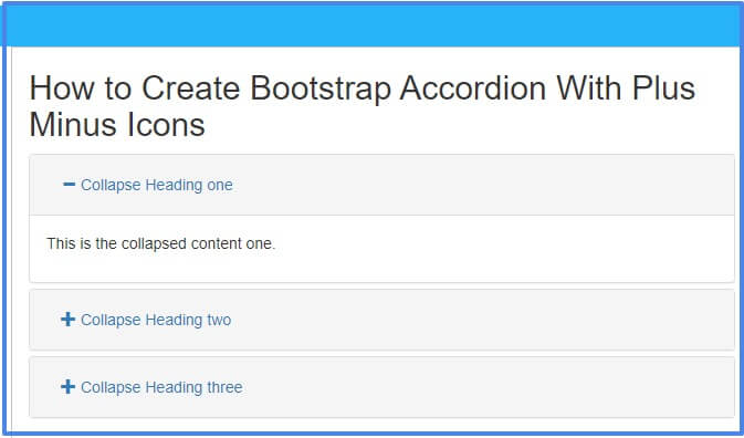 Bootstrap accordion with Plus Minus Icons Examples