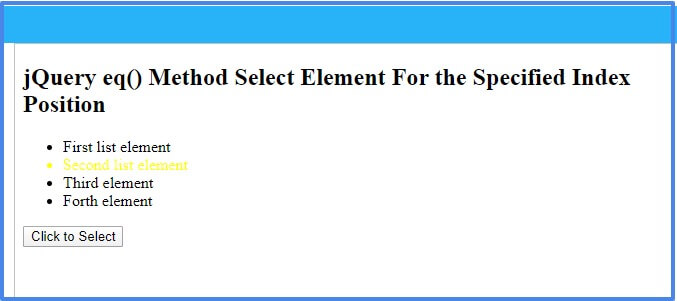 Jquery Eq Method Return Element With Specific Index