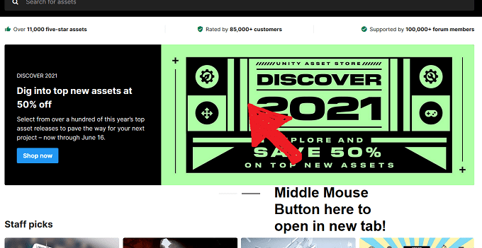 Add Middle Mouse Button support into Asset Store Main Banner (GreaseMonkey script) « Unity ...
