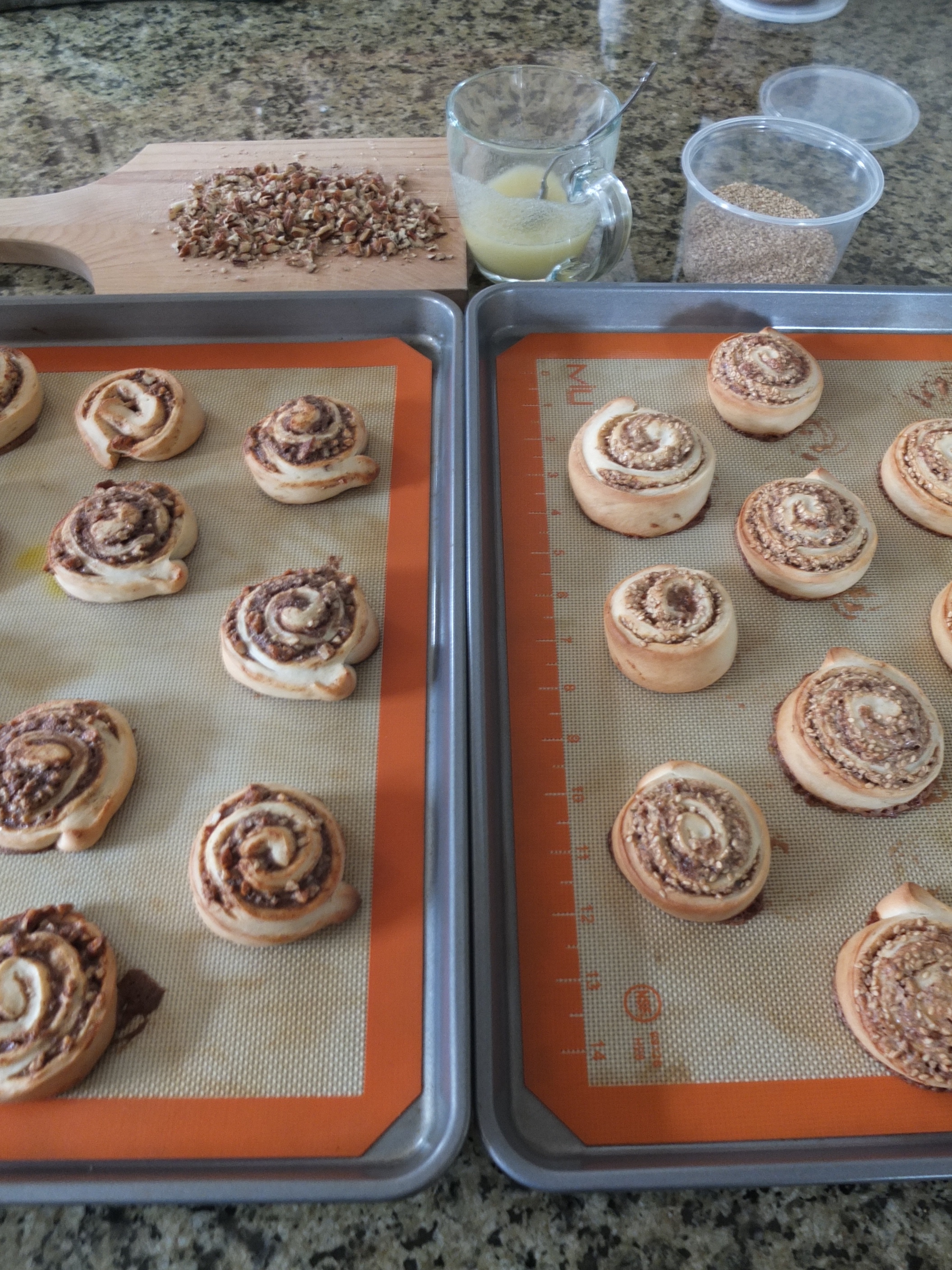 Sesame and Pecan Schnecken Swirls with Orange Glaze – Up As I Go