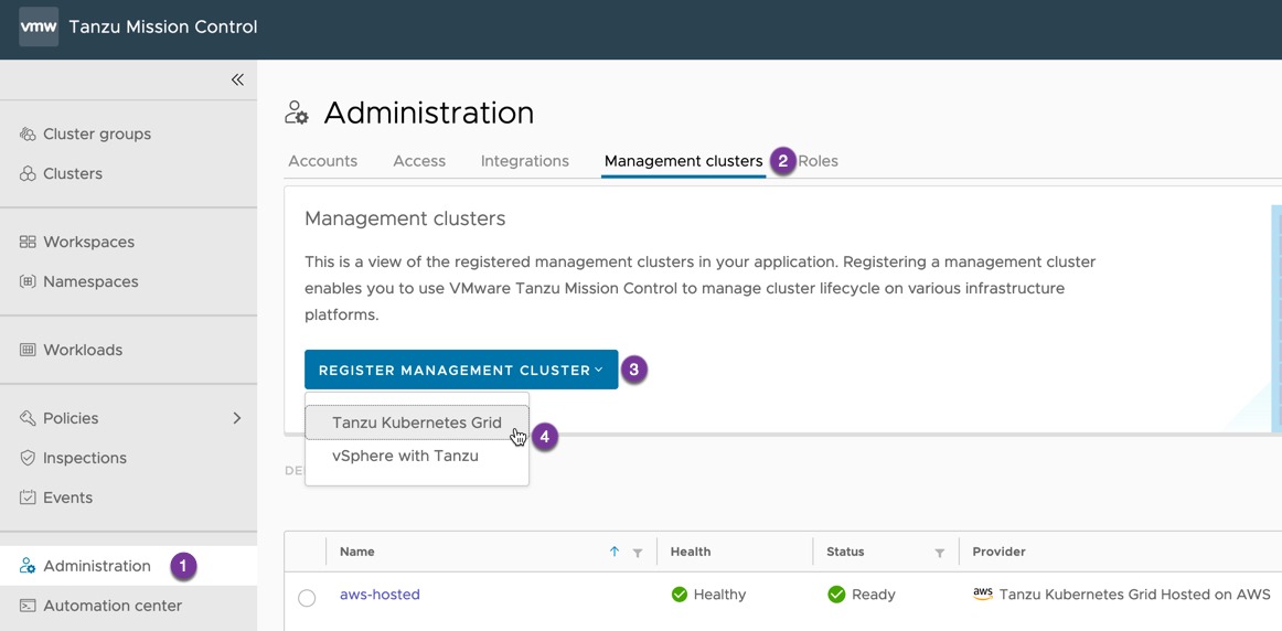 Tanzu Mission Control - TKG Management support and provisioning new ...
