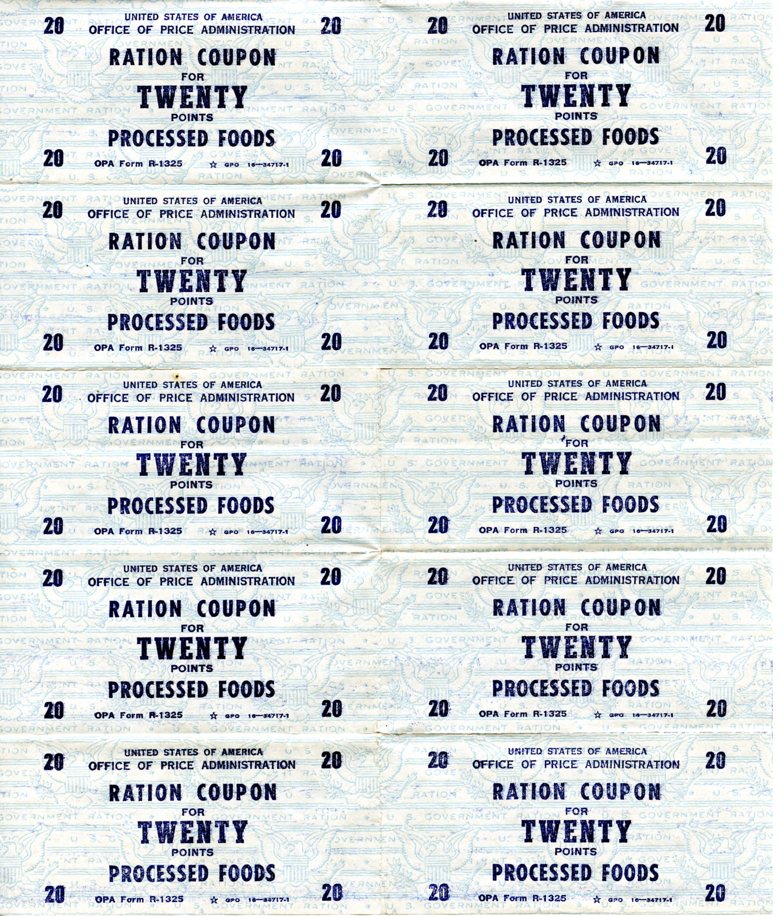 Processed Foods Ration Coupons