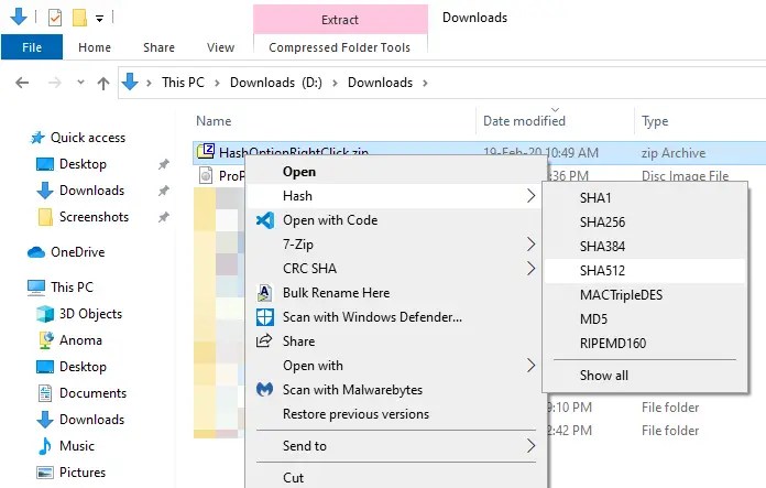 How To Add Hash Calculator To Right Click Menu In Windows 10