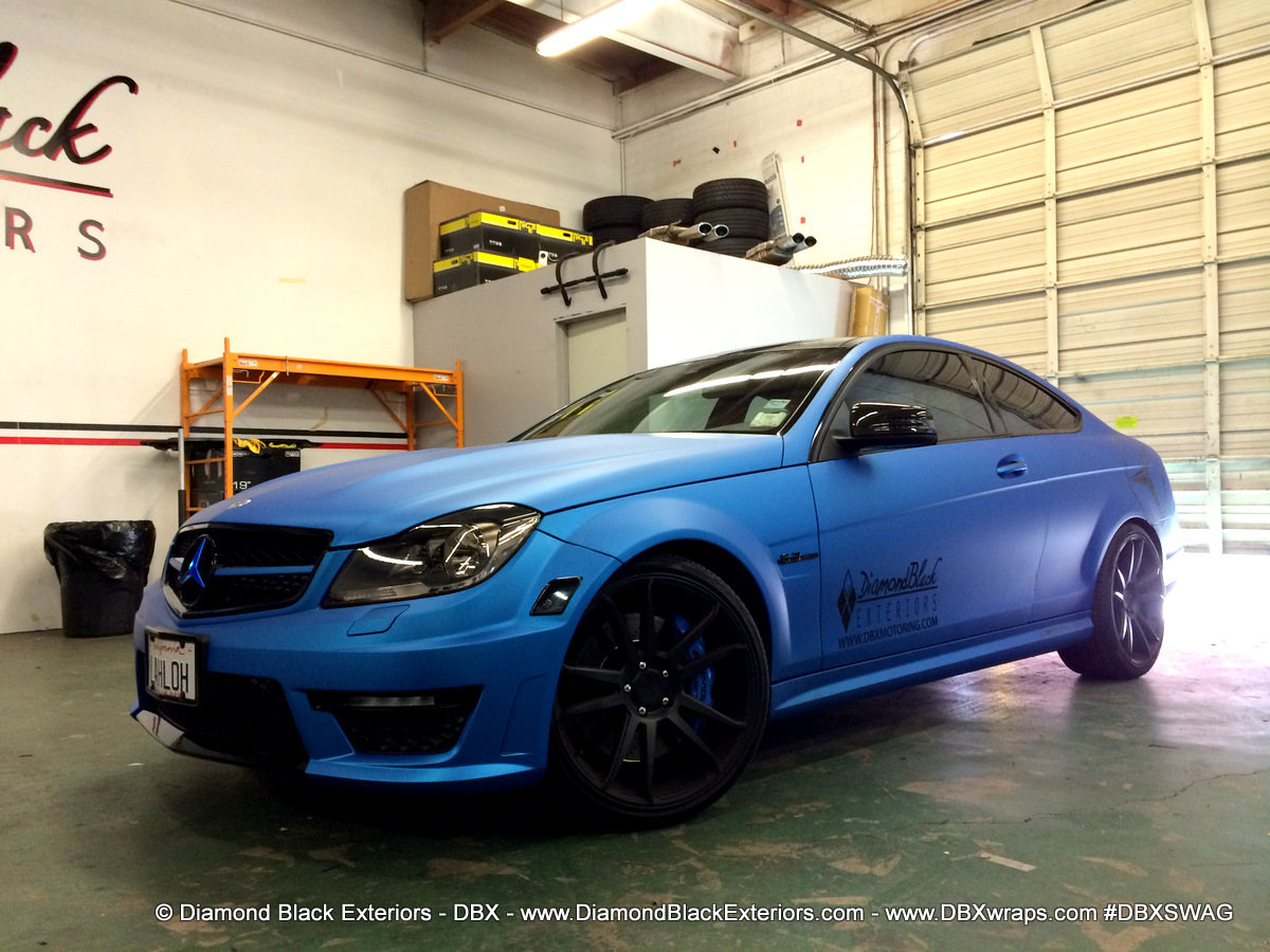 2013 Mercedes C63 AMG in Matte Blue Aluminum by DBX | Wrapfolio