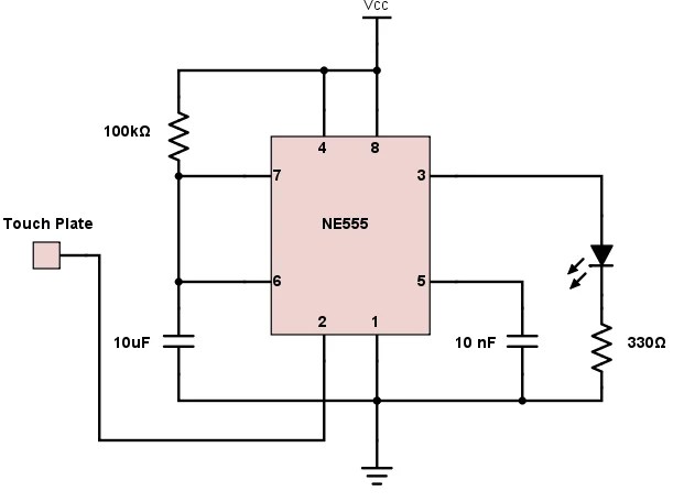 Touch Sensor Using 555 Timer Ic Circuit Diagram - Wiring Diagram ...