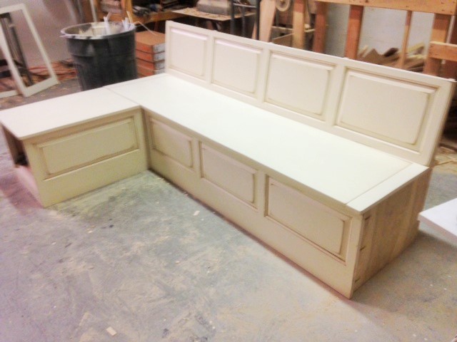 Custom Bench with Distressed Finish | Capital Kitchen Refacing