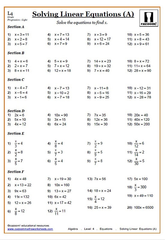 Solving Equations By Adding And Subtracting Worksheets - Tessshebaylo
