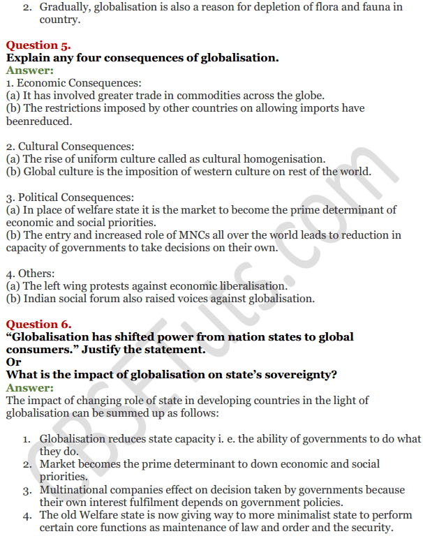NCERT Solutions for Class 12 Political Science Chapter 9 Globalisation ...