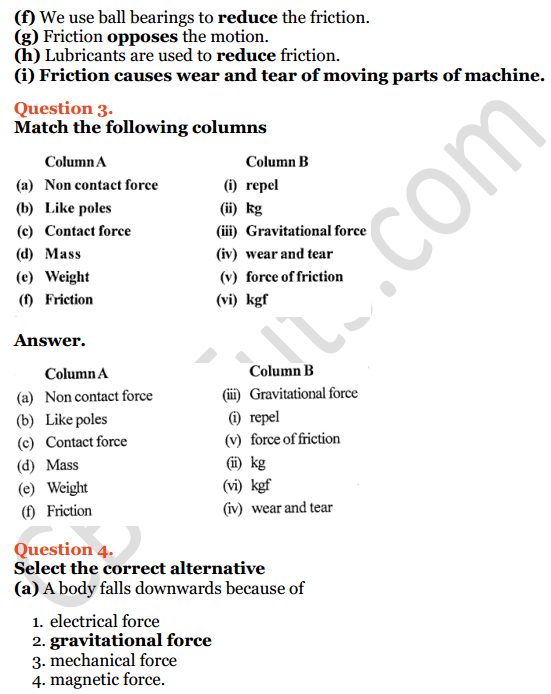 Selina Concise Physics Class 6 ICSE Solutions Chapter 3 Force - CBSE Tuts