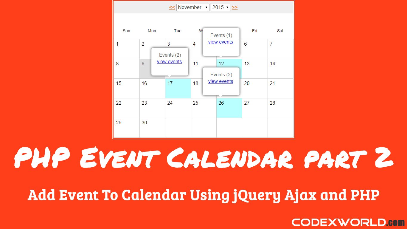 Add Event To Calendar Using Jquery Ajax And Php Codexworld