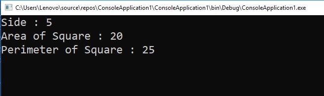 Calculating The Area And The Perimeter Of A Square In C Console Programming Pseudocode