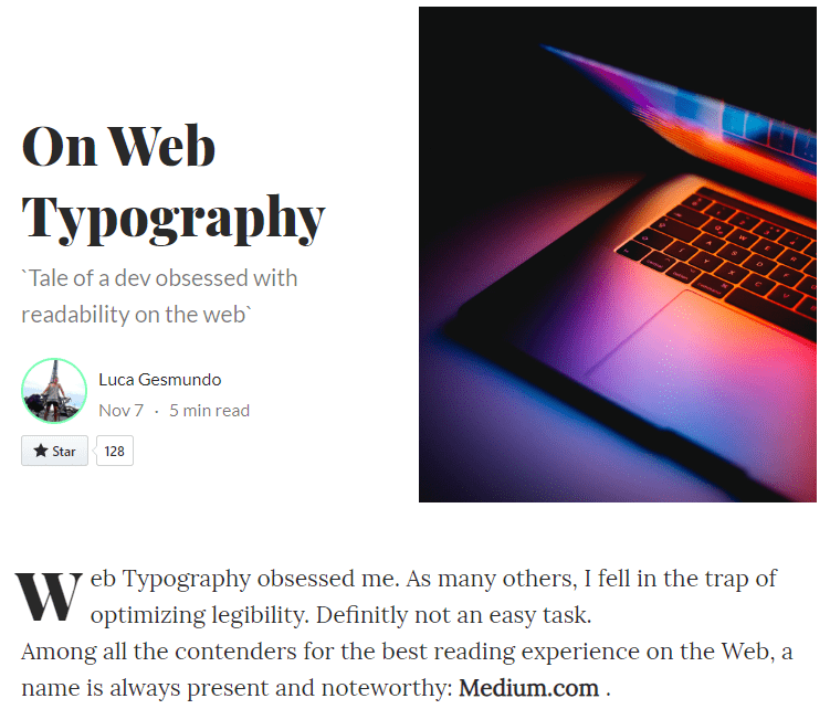 CSS Library For Medium.com Typography - medium.css | CSS Script